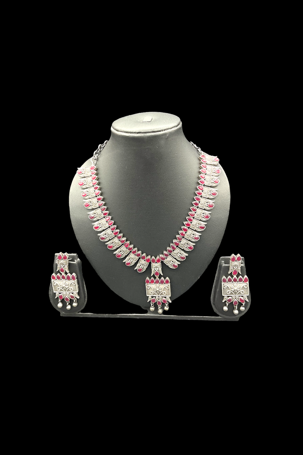 Long Neclkace Flower Rani stone – SoofKala